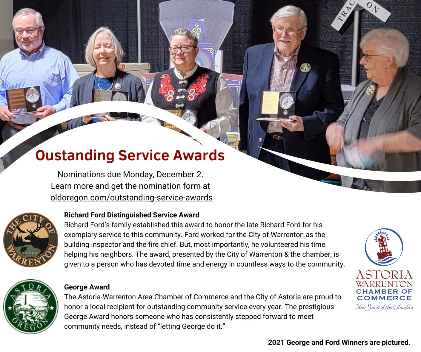 Outstanding Service Awards - Astoria-Warrenton Area Chamber of Commerce